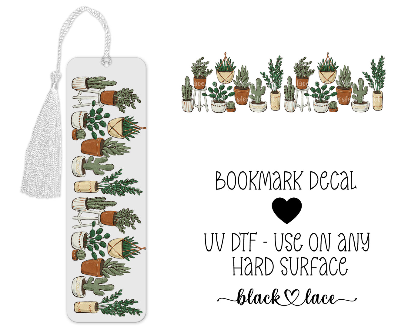 Plants ~ Bookmark Decal – Black Lace Transfers